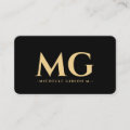 Professional Initials Elegant Modern Black Business Card | Zazzle
