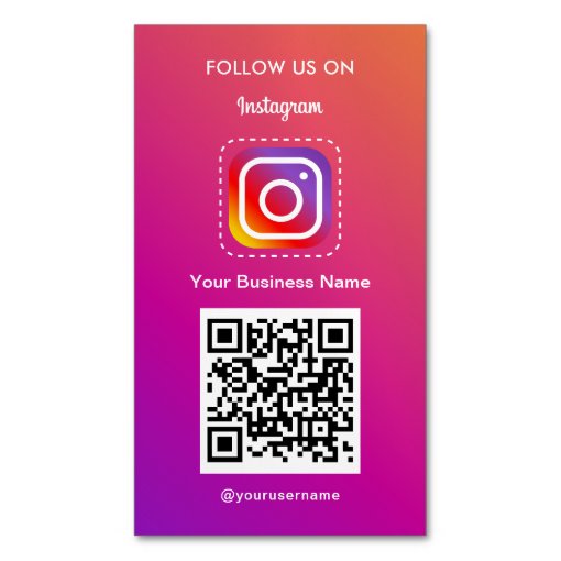 Professional Instagram Logo Follow Me Qr Code Business Card Magnet | Zazzle