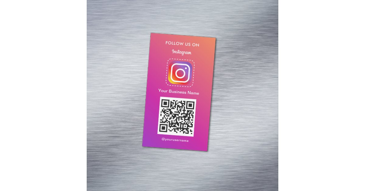 Professional Instagram Logo Follow Me Qr Code Business Card Magnet | Zazzle