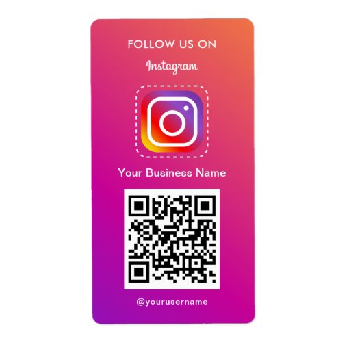 Professional Instagram Logo Follow Me Qr Code Label | Zazzle