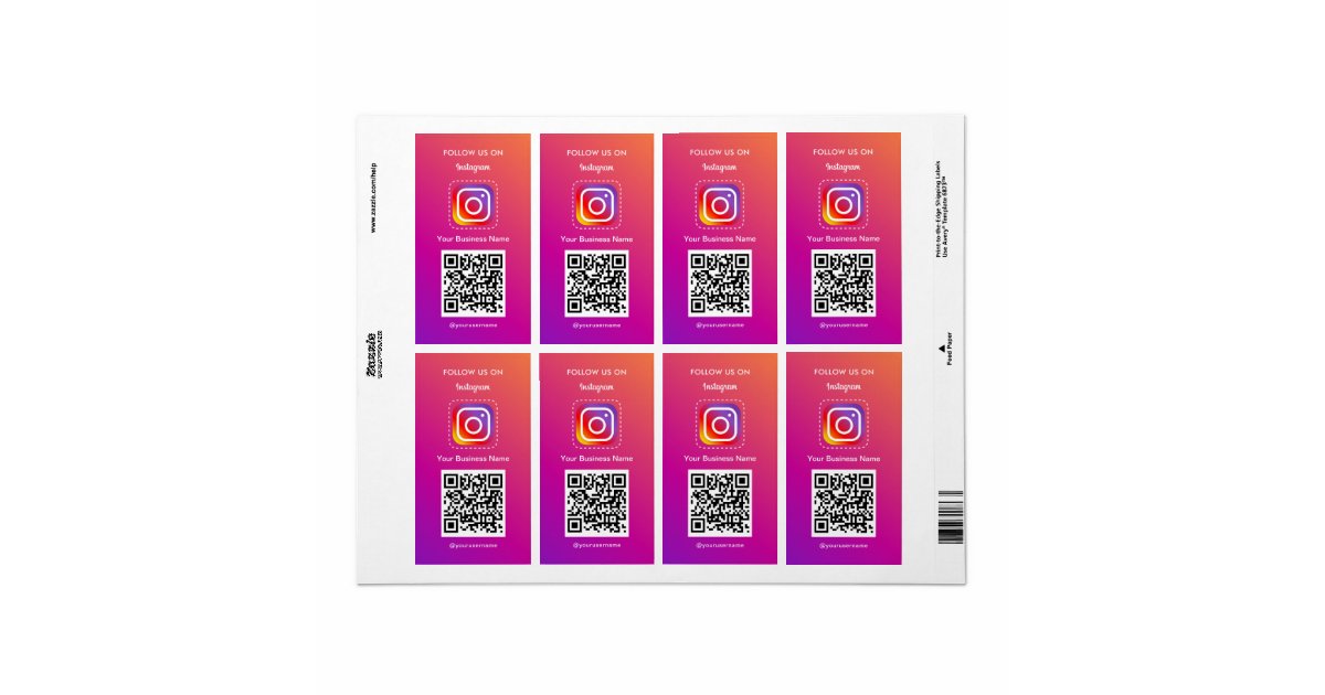 Professional Instagram Logo Follow Me Qr Code Label | Zazzle