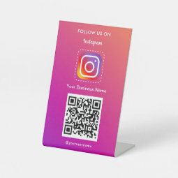 Professional Instagram Logo Follow Me Qr Code Pedestal Sign | Zazzle