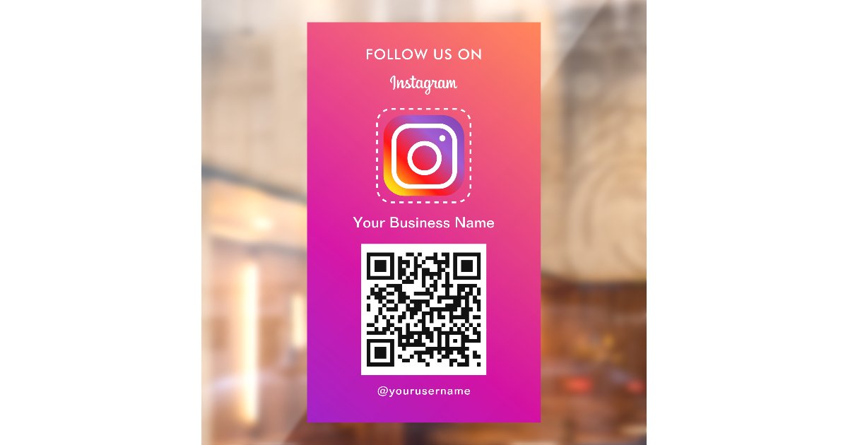 Professional Instagram Logo Follow Me Qr Code Window Cling | Zazzle