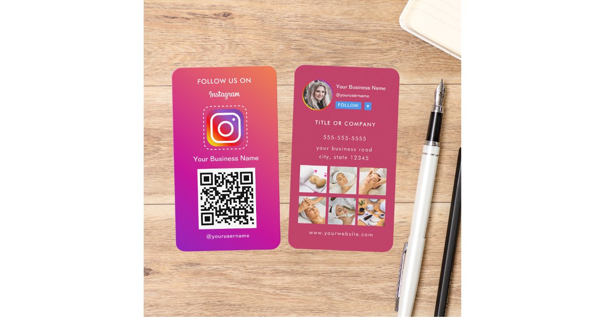 Professional Instagram Photo Follow Me Qr Code Business Card | Zazzle