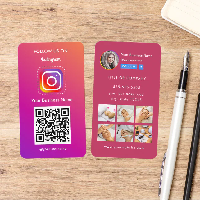 Professional Instagram Photo Follow Me Qr Code Business Card | Zazzle