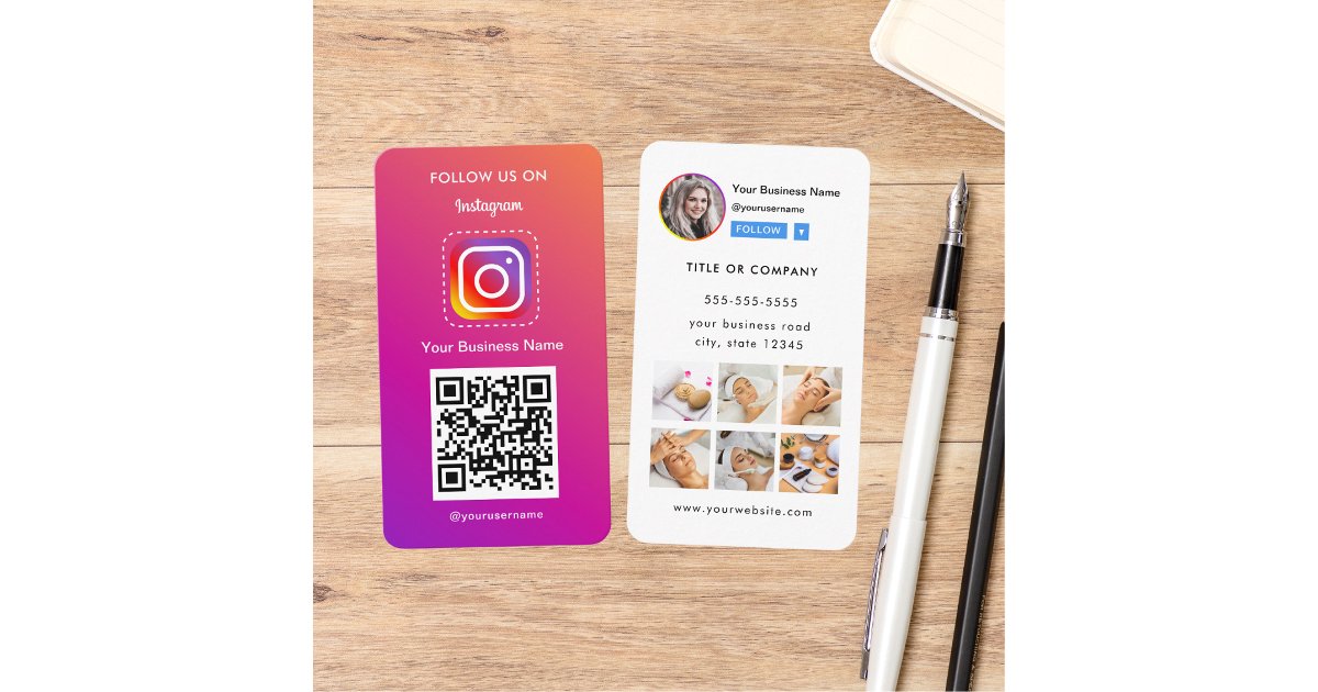 Professional Instagram Photo Follow Me Qr Code Business Card | Zazzle