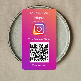Professional Instagram Photo Follow Me Qr Code Business Card | Zazzle