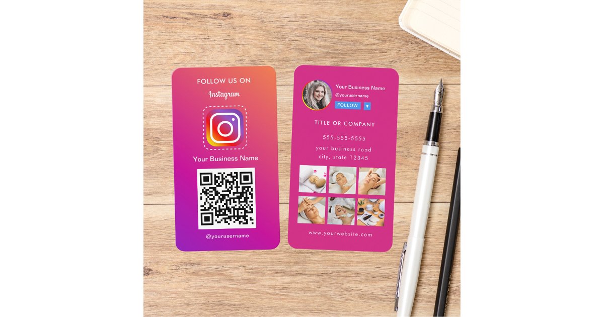 Professional Instagram Photo Follow Me Qr Code Business Card | Zazzle