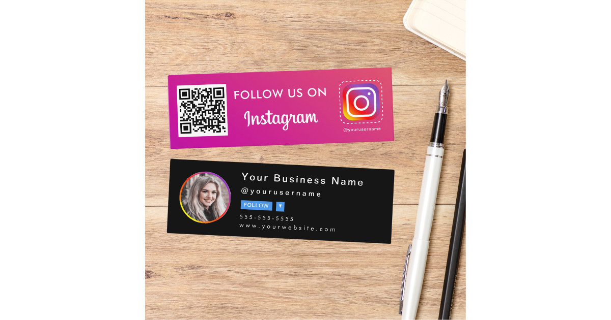 Professional Instagram Photo Follow Me Qr Code Mini Business Card | Zazzle
