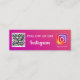 Professional Instagram Photo Follow Me Qr Code Mini Business Card | Zazzle