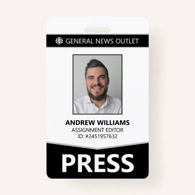 Professional Journalist Press Pass ID Badge | Zazzle