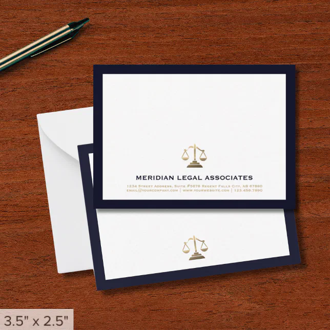 Professional Justice Scale Logo Business Note Card | Zazzle