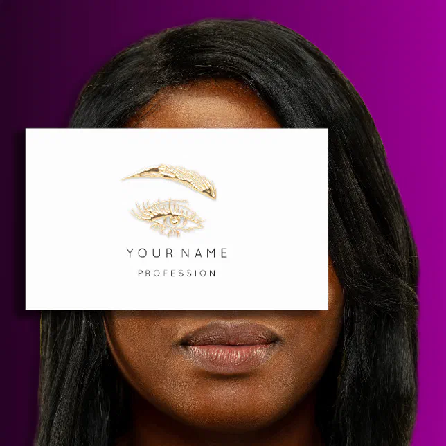 Professional Lashes Brows Makeup Logo Gold Business Card | Zazzle