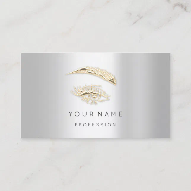 Professional Lashes Brows Makeup Logo Gold Silver Business Card | Zazzle