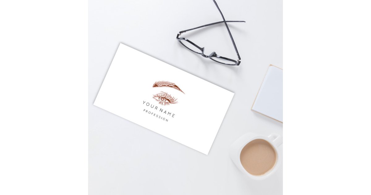 Professional Lashes Brows Makeup Logo Rose Business Card | Zazzle