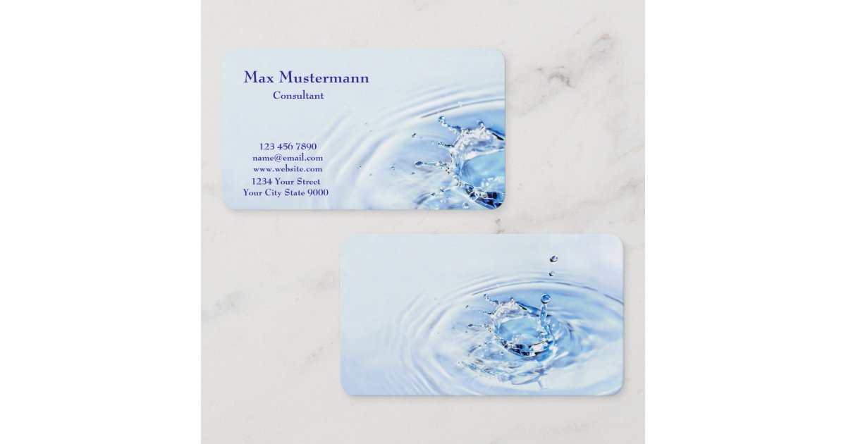 Professional Light Blue Water Splash Business Card | Zazzle