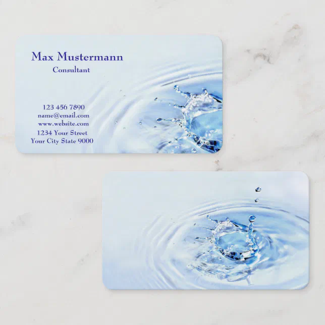 Professional Light Blue Water Splash Business Card | Zazzle