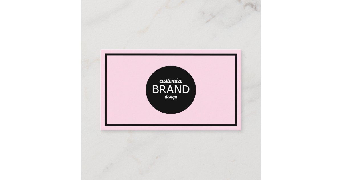 Professional Light Pink Black Border Minimalist Business Card | Zazzle