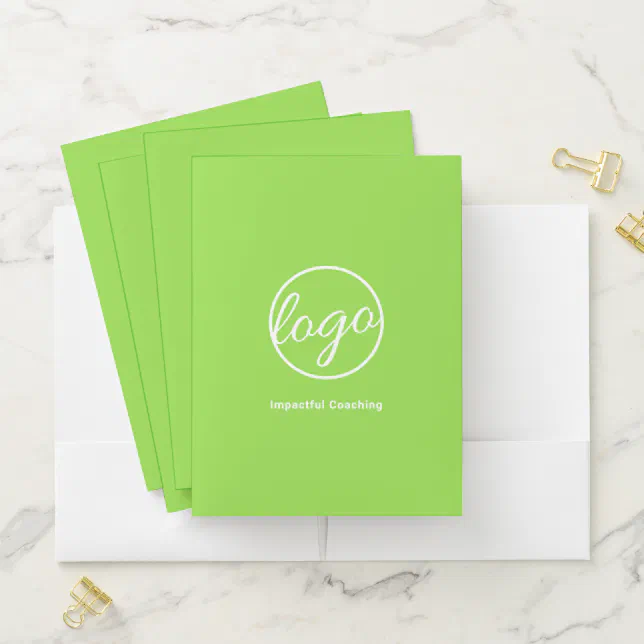 Professional Lime Green Logo Business Pocket Folder | Zazzle