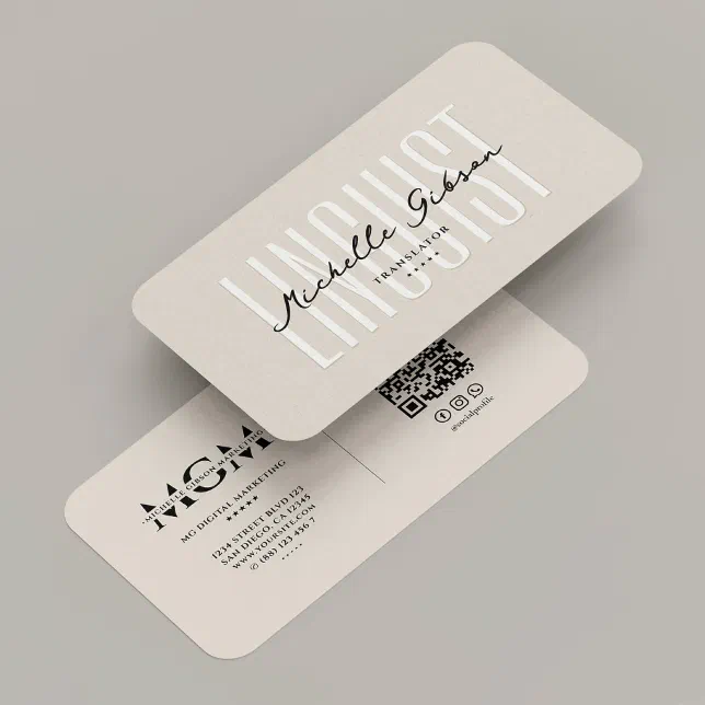 Professional Linguist Interpreter Translator Sand Business Card | Zazzle