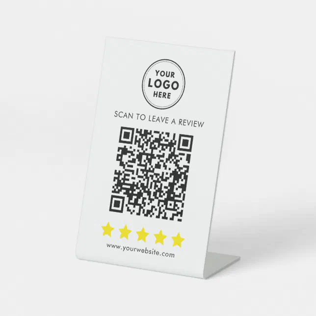 Professional Logo and QR review feedback Pedestal Sign | Zazzle
