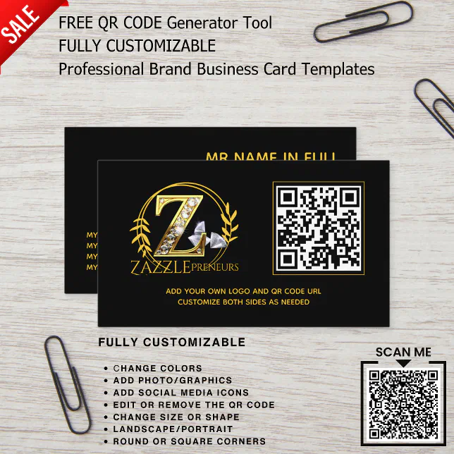 PROFESSIONAL LOGO DESIGN CUSTOM BRANDED QR CODE BUSINESS CARD | Zazzle