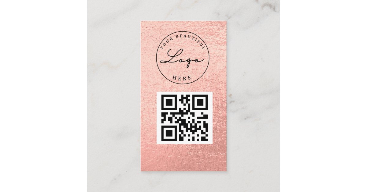 Professional Logo Rose Gold QR Code Business Card | Zazzle