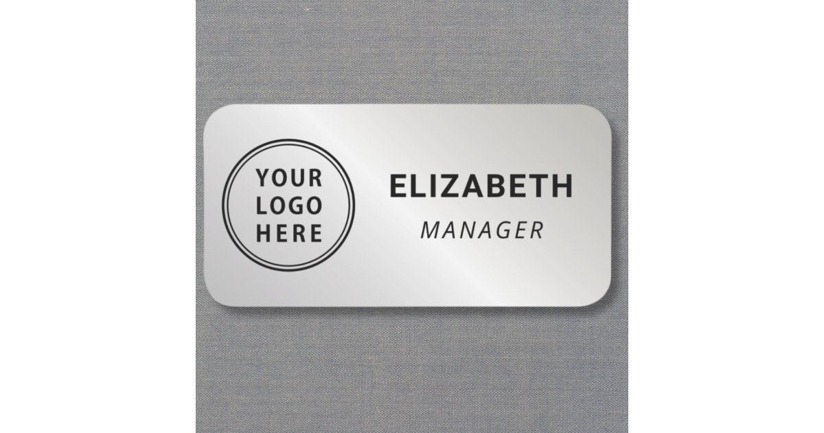 Professional Logo Silver Name Tag | Zazzle
