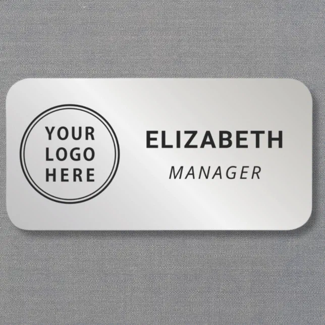 Professional Logo Silver Name Tag | Zazzle