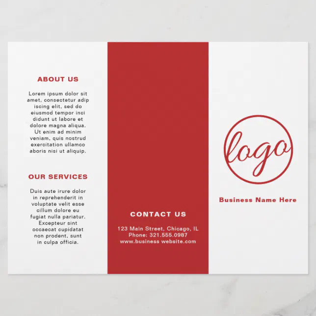 Professional Logo Simple Red Trifold Brochure | Zazzle