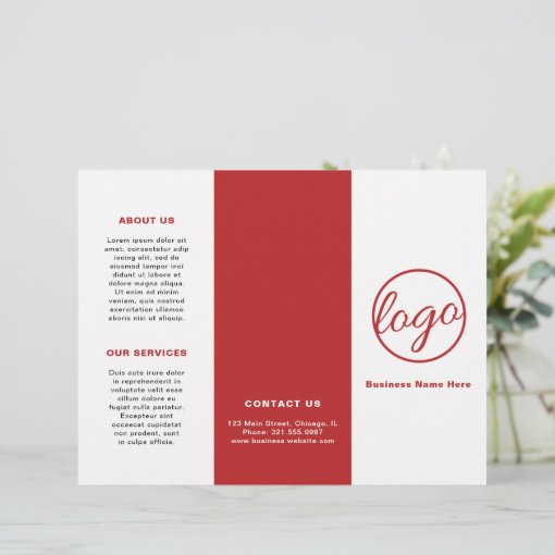 Professional Logo Simple Red Trifold Brochure | Zazzle