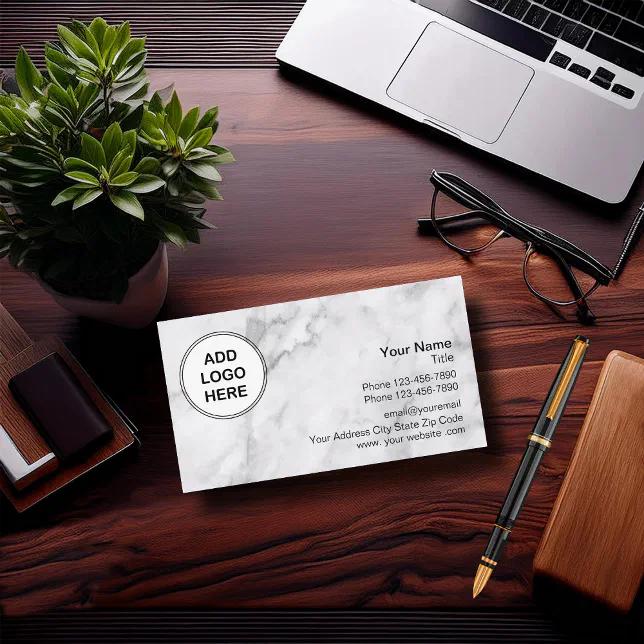 Professional Logo Stone Marble Background Business Card | Zazzle