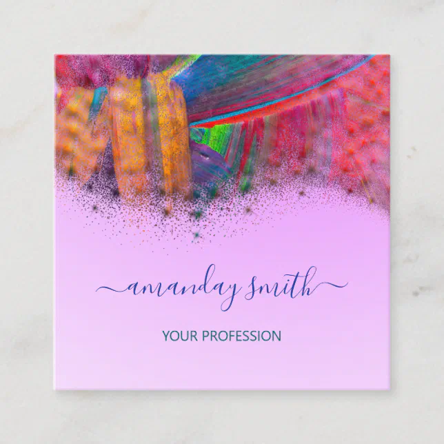 Professional Makeup Artist Abstract Palette Stroke Square Business Card ...