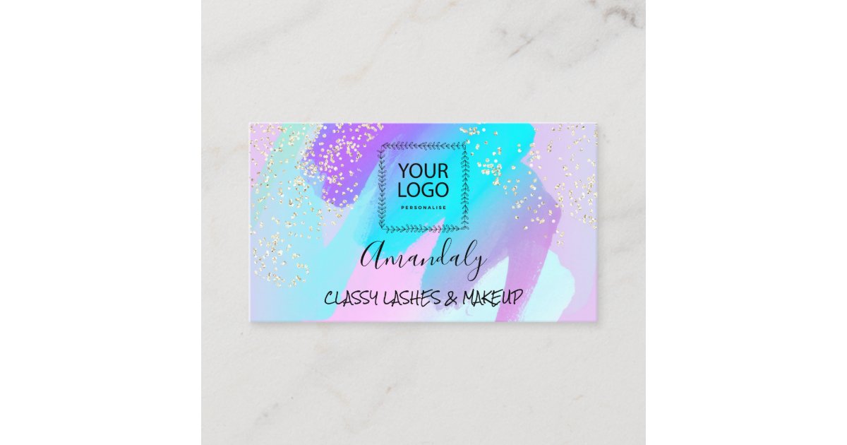 Professional Makeup Artist Logo Confetti Strokes Business Card Zazzle