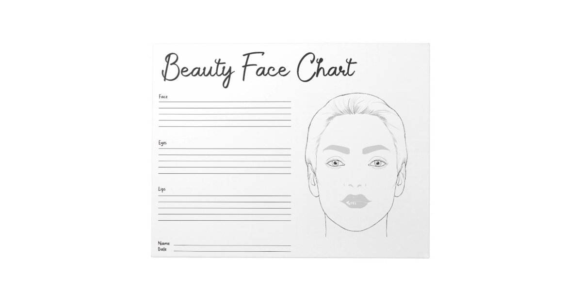 professional Makeup Face Chart Notepad | Zazzle