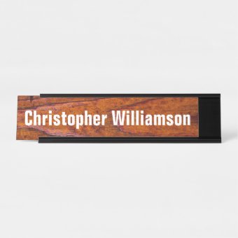 Professional Manager Office Monogram Wood Grain Desk Name Plate | Zazzle