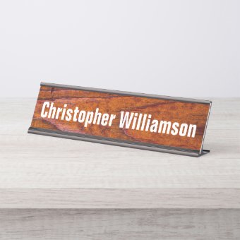 Professional Manager Office Monogram Wood Grain Desk Name Plate | Zazzle