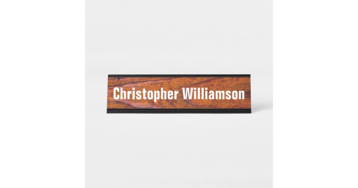 Professional Manager Office Monogram Wood Grain Desk Name Plate | Zazzle