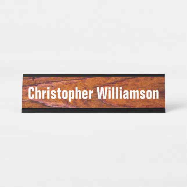 Professional Manager Office Monogram Wood Grain Desk Name Plate | Zazzle