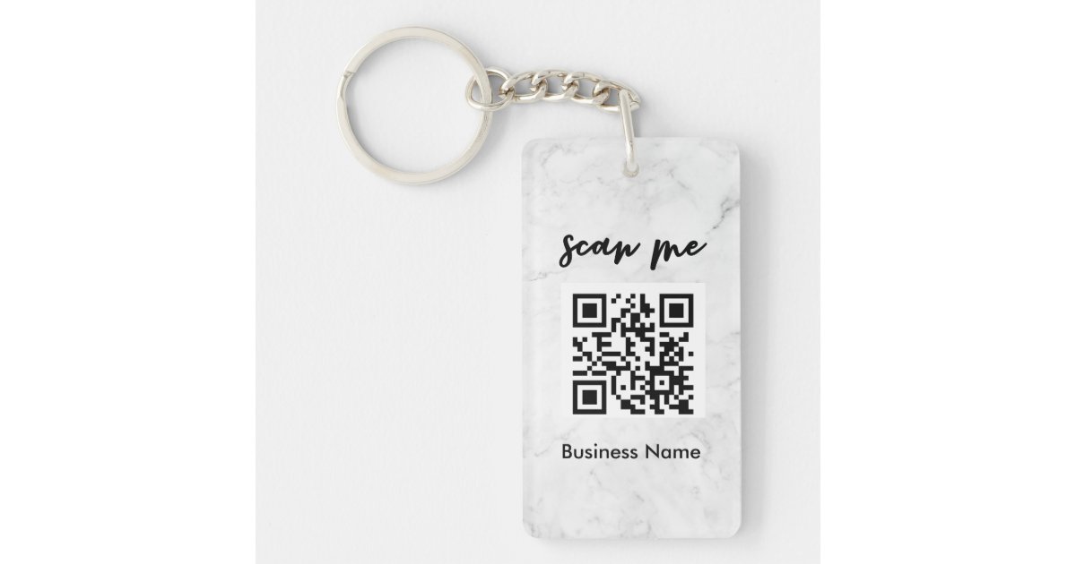 Professional Marble QR Code Your Logo Keychain | Zazzle