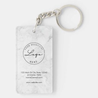 Professional Marble QR Code Your Logo Keychain | Zazzle