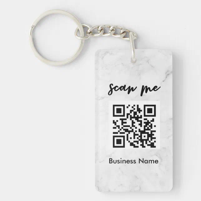 Professional Marble QR Code Your Logo Keychain | Zazzle