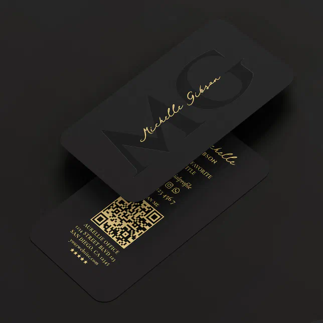 Professional Marketing Black Modern Monogram Business Card | Zazzle
