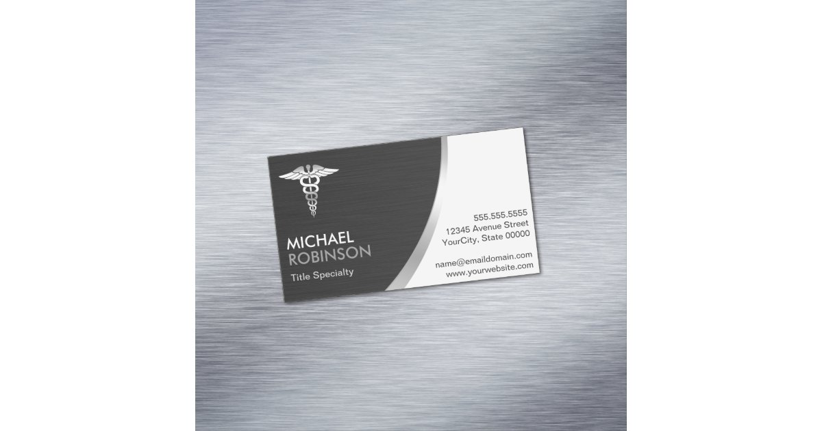Professional Medical Caduceus Logo Modern Classic Business Card Magnet ...