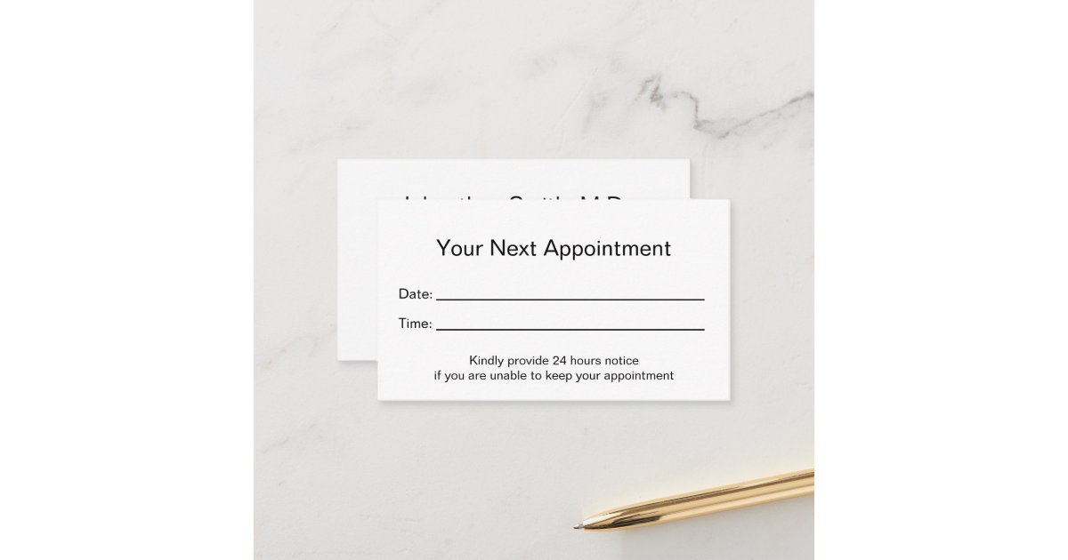 Professional Medical Office Your Appointment Card | Zazzle