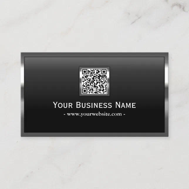 Professional Metal Border QR Code Business Card | Zazzle