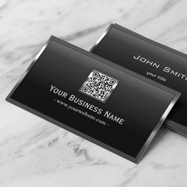 Professional Metal Border QR Code Business Card | Zazzle