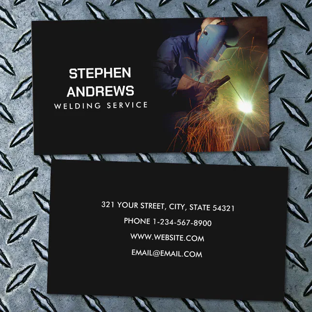 Professional Metal Welding Fabrication Contractor Business Card | Zazzle