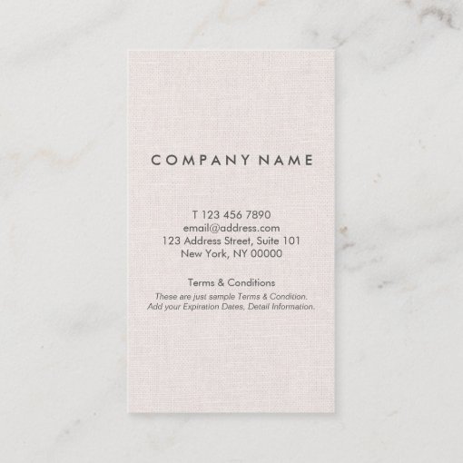 Professional Minimal Linen Vertical Loyalty Card | Zazzle