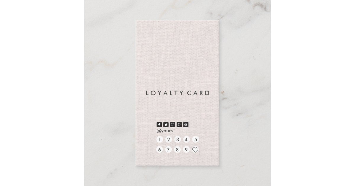 Professional Minimal Linen Vertical Loyalty Card | Zazzle